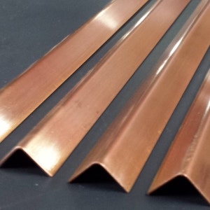 Copper Sheet Angle .027" 20oz. 22 Gauge 1/2" X 1/2" X 8" (4 Pc.) - Etsy