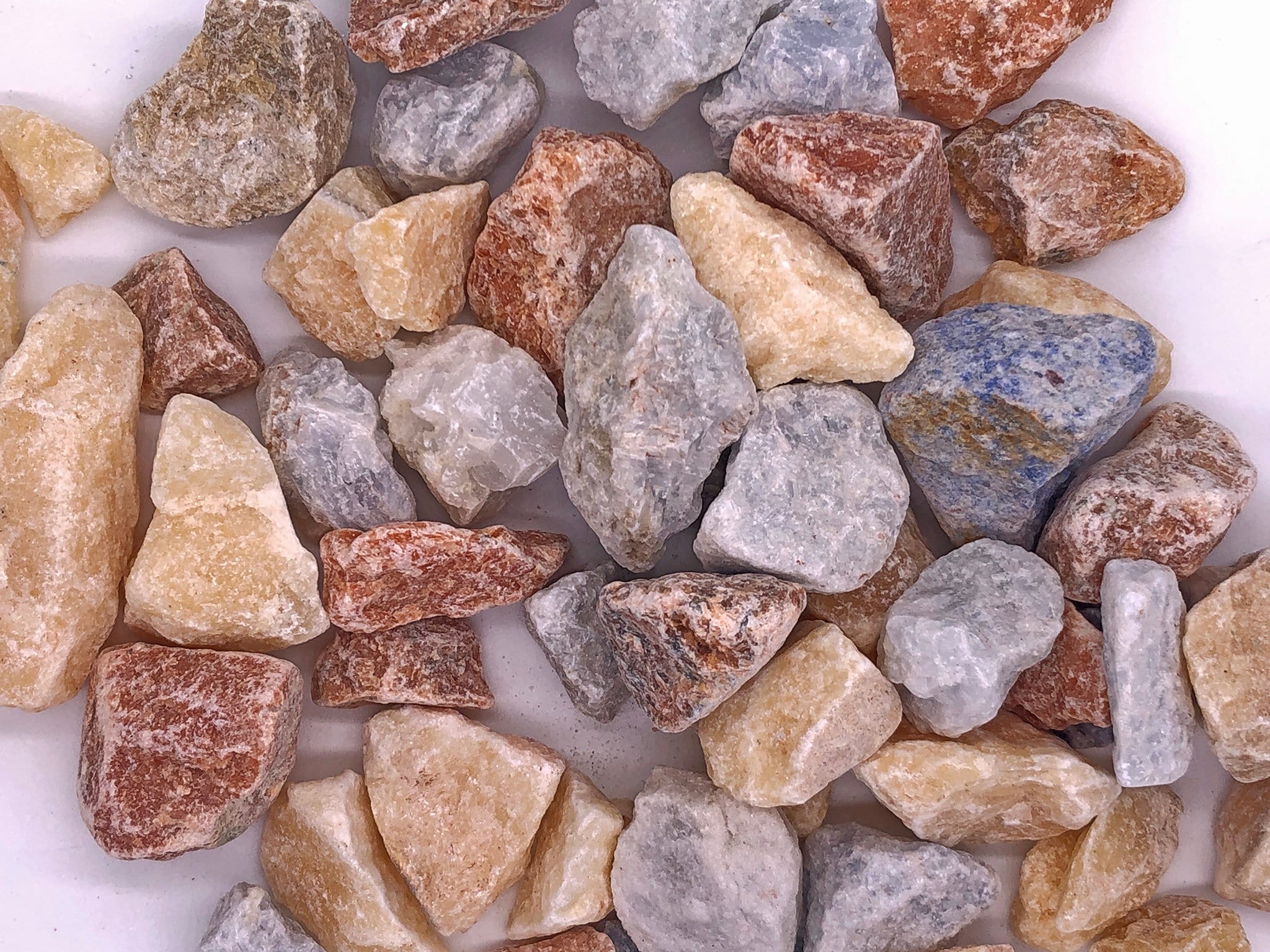 1 LB Natural Raw Calcite Mix from Brazil - Blue / Yellow / Orange