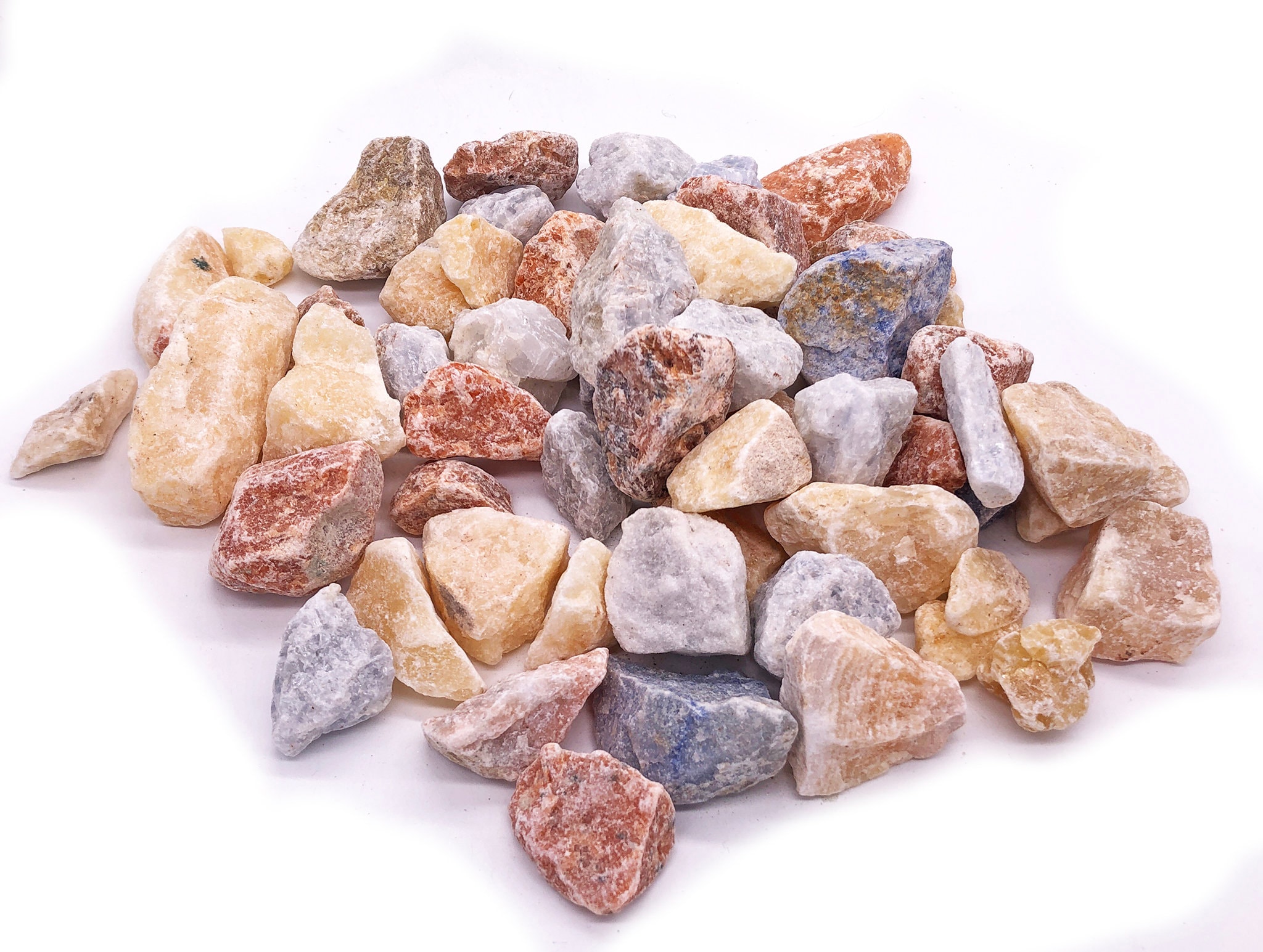 1 LB Natural Raw Calcite Mix from Brazil - Blue / Yellow / Orange