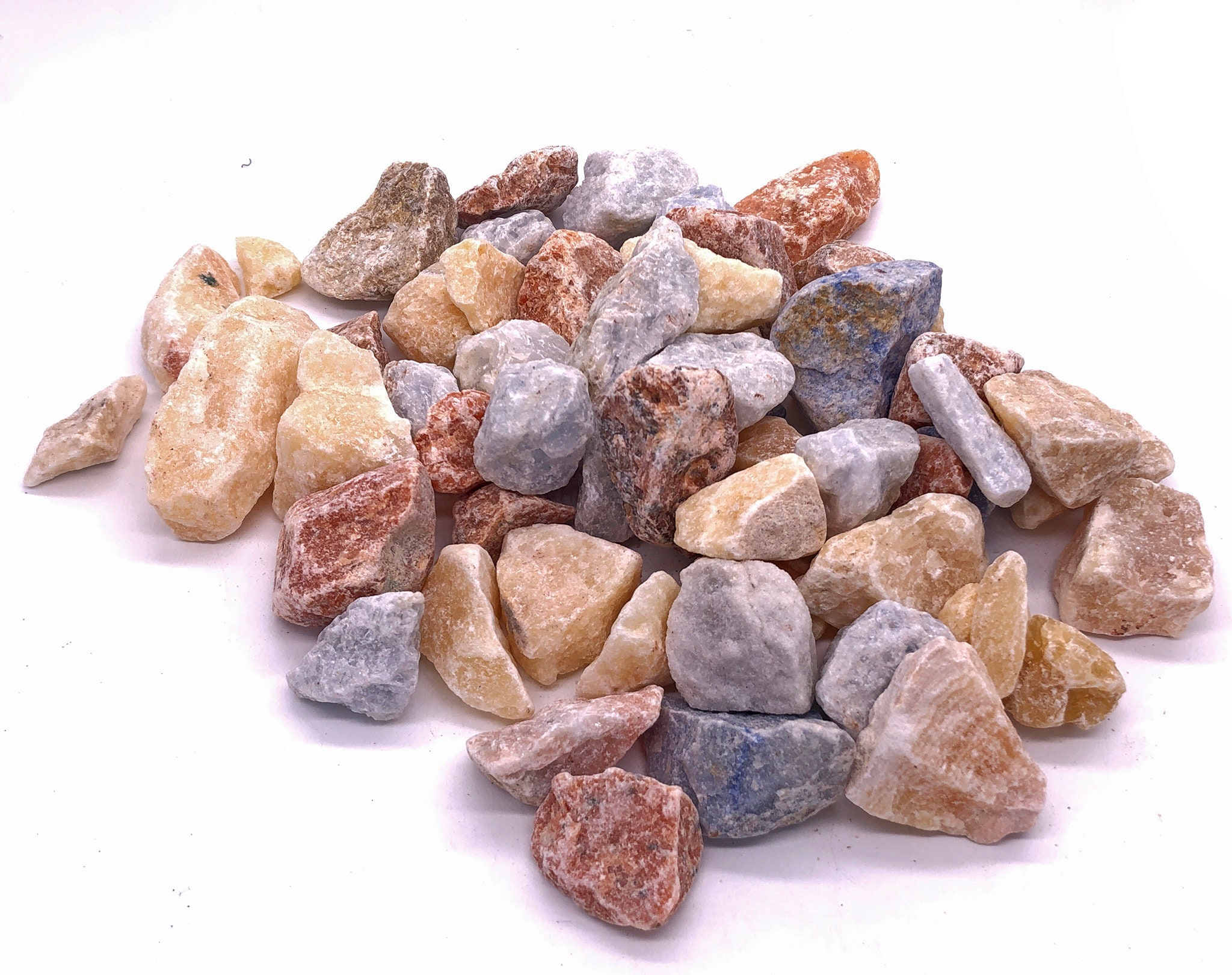 1 LB Natural Raw Calcite Mix from Brazil - Blue / Yellow / Orange