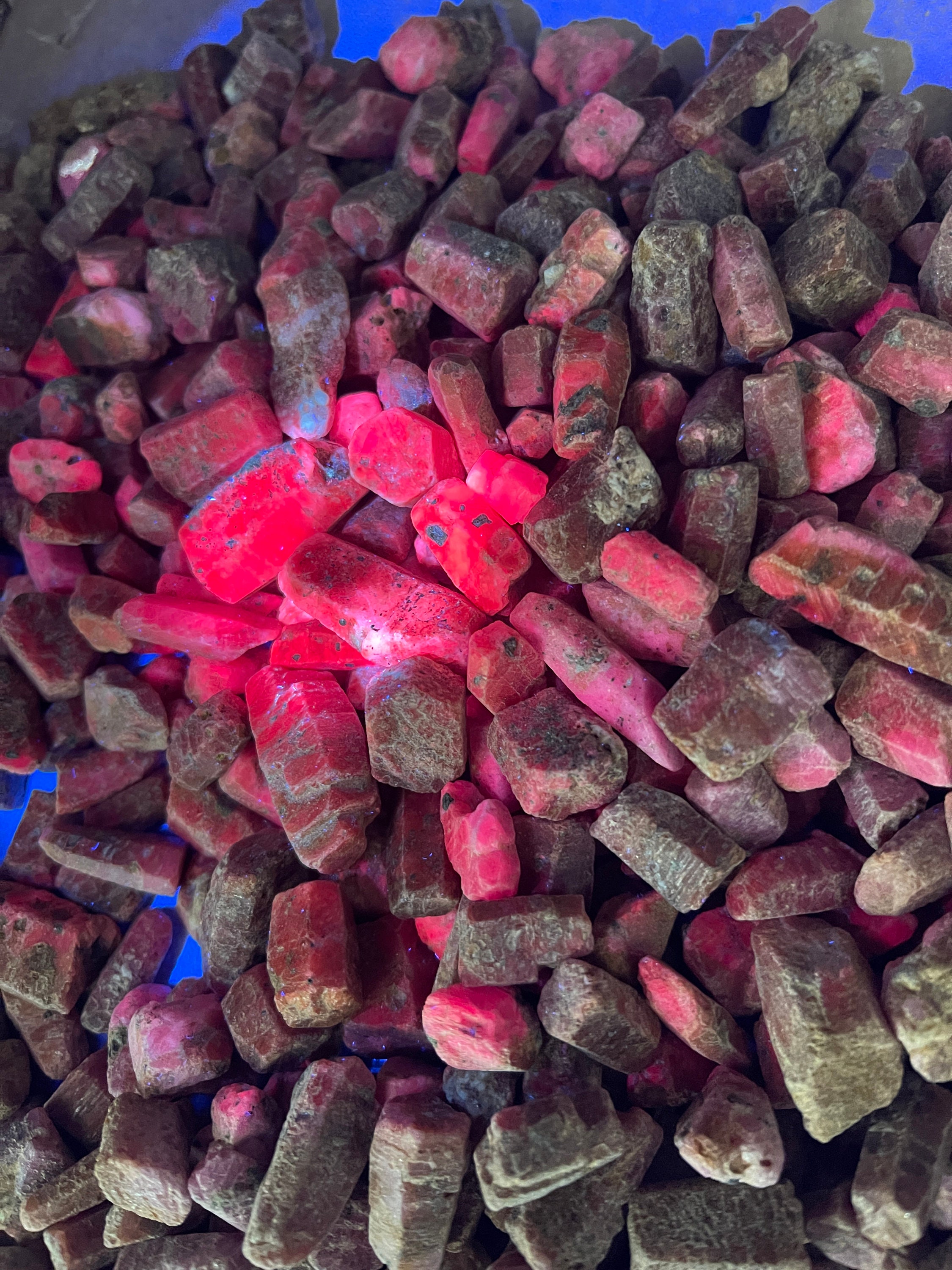 50g UV Reactive Ruby Crystals from from Tanzania