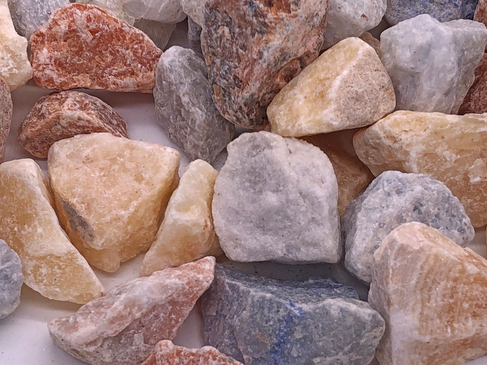 1 LB Natural Raw Calcite Mix from Brazil - Blue / Yellow / Orange