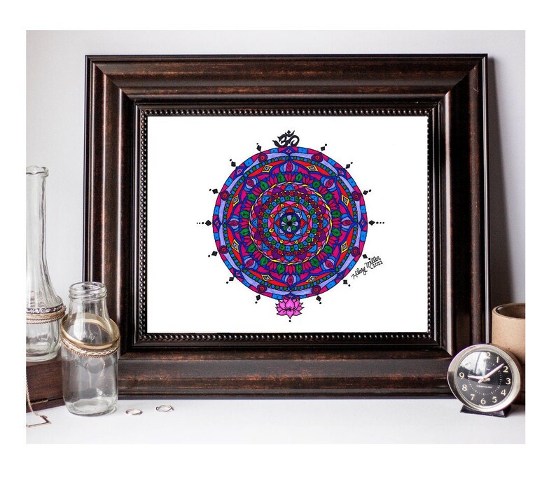 Ohm Lotus Mandala, Zentangle, Boho Home Decor, Namaste Bohemian ...