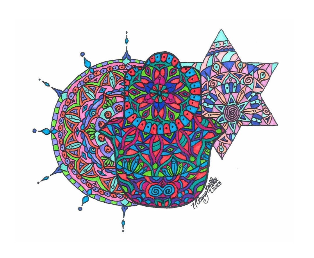 Hamsa Mandala, Judaica, Jewish Art Jewish Star Hamsa Wall Art - Etsy