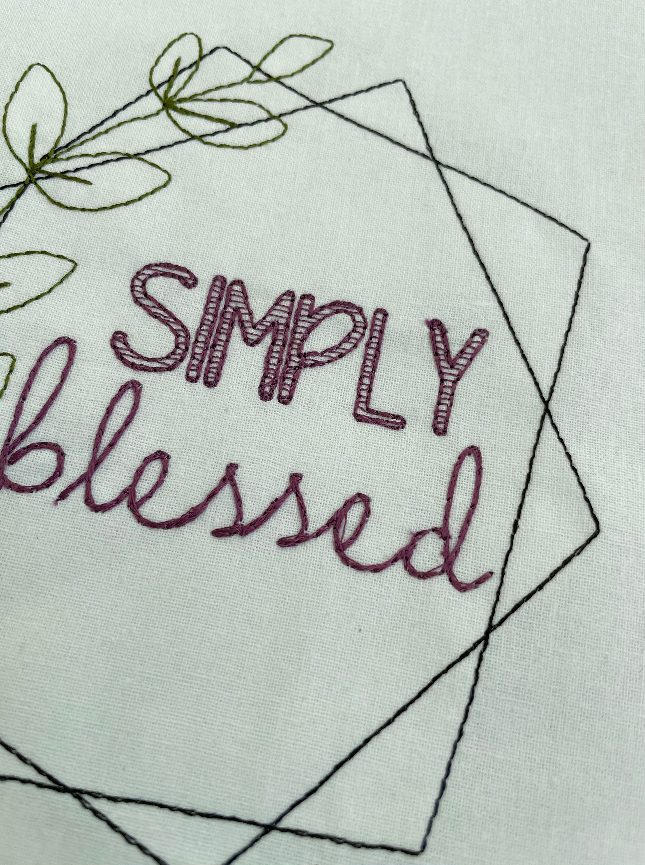 Simply blessed frame with branch machine embroidery | Etsy