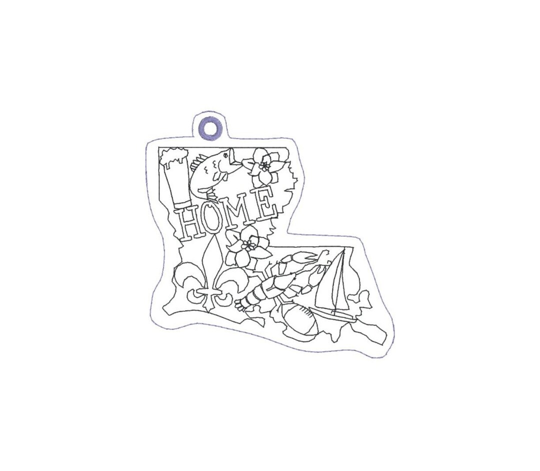 Louisiana Key Fob Design, Home Redwork, Machine Embroidery, 4x4 Hoop ...