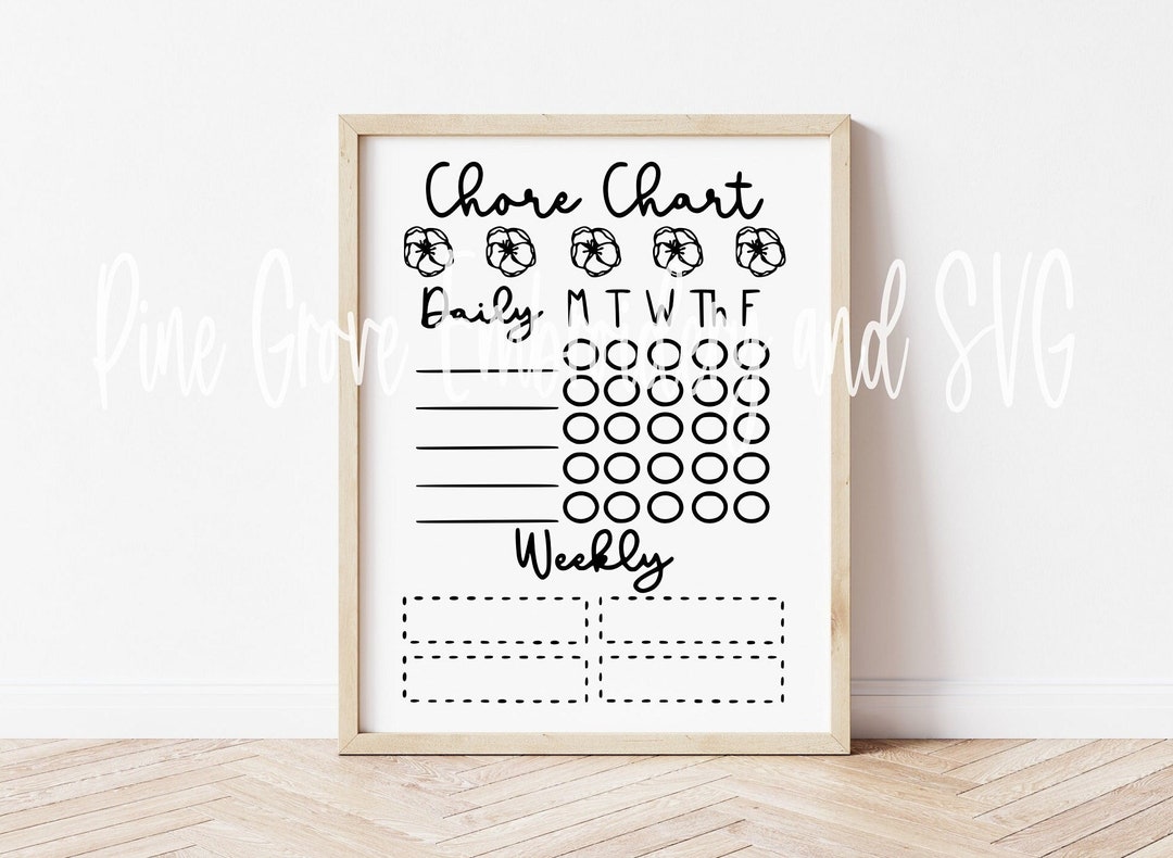 Simple Chore Chart SVG PNG Dxf and EPS Cut File Instant - Etsy