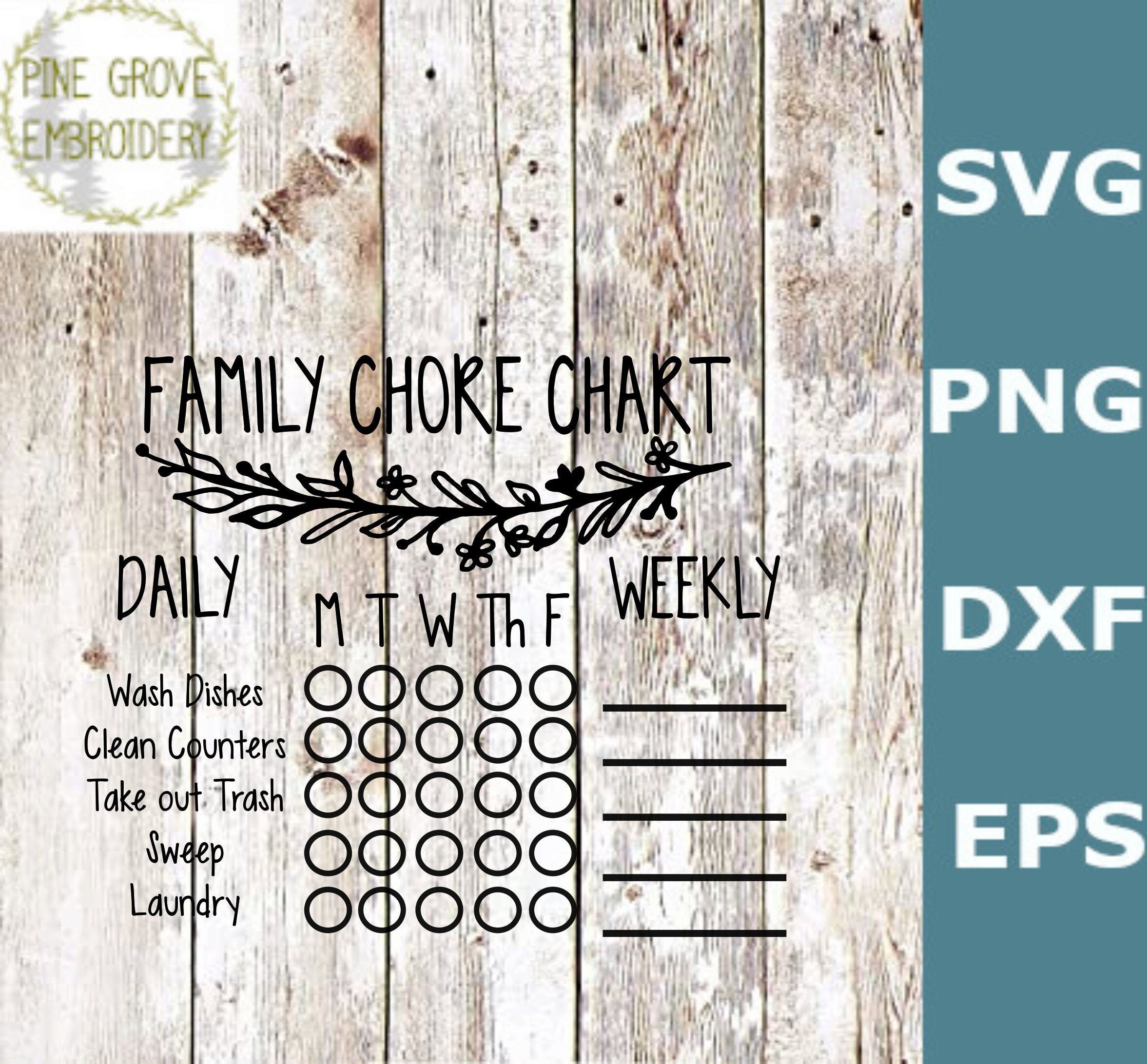 Simple Family Chore Chart SVG PNG Dxf and EPS Cut File - Etsy Australia