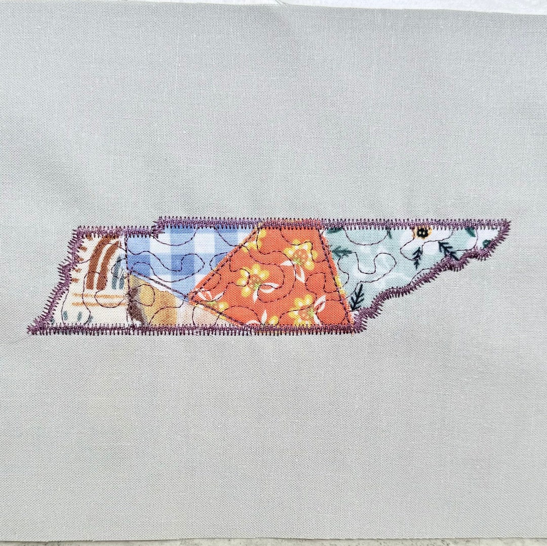 Quilted Tennessee Applique, Machine Embroidery, Zig Zag Edge Boarder, 4 ...