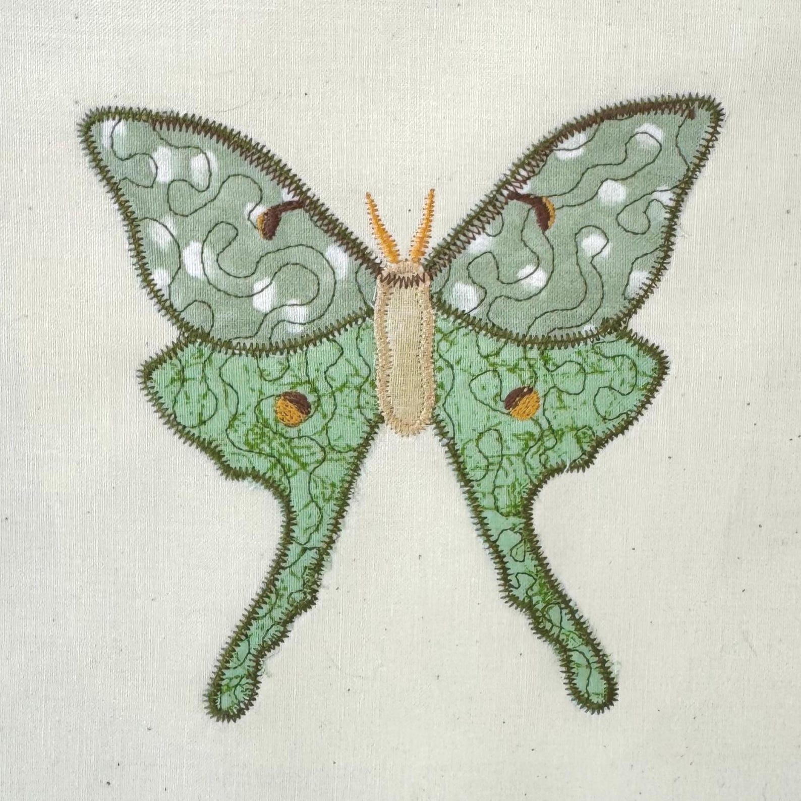 Quilted Luna Moth Applique, Machine Embroidery, 5,6,7,8,9,10 In. Hoop ...
