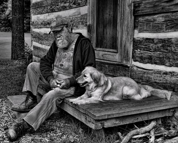 Photo of Old Man and His Dog | Etsy
