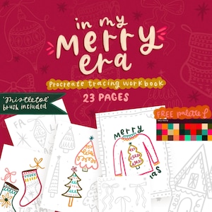 Merry Era Procreate Tracing / Workbook / Christmas Tracing / Coloring ...