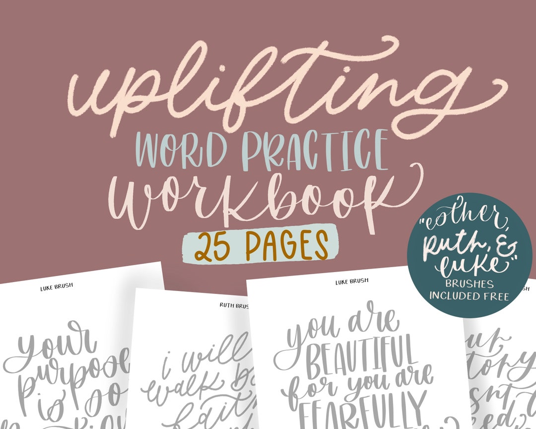 Uplifting Word Practice Workbook/instant Download/ipad Lettering - Etsy