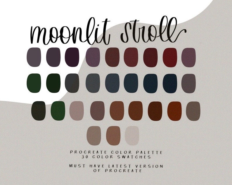 Moonlit Stroll Procreate Color Palette/color Palette/instant | Etsy