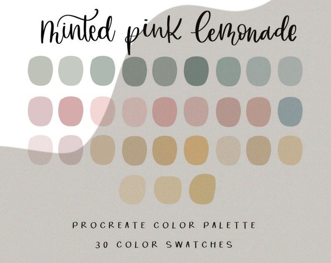 Minted Pink Lemonade Procreate Color Palette/procreate Color | Etsy