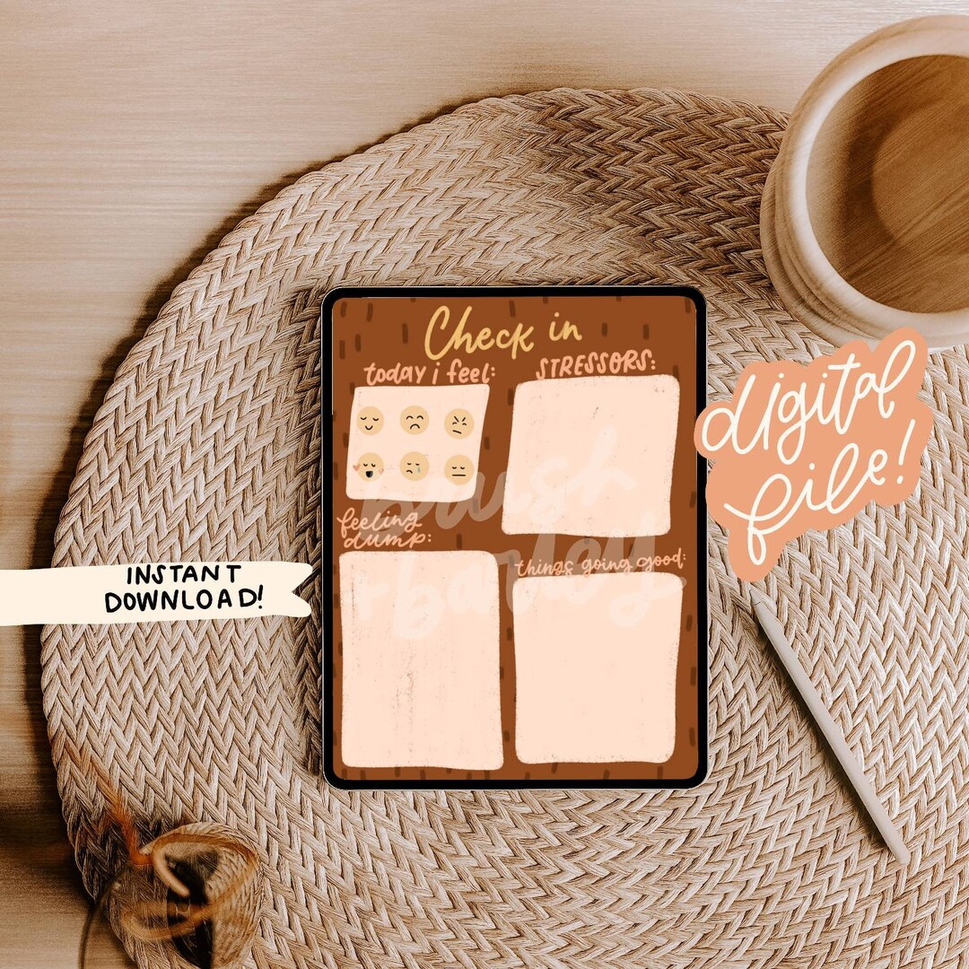 Check In- Self Reflect Digital Note Page/instant Download/notepad - Etsy