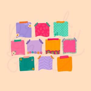 Sticky Notes Digital Stickers / Hand Drawn / Digital Planning / Clipart ...
