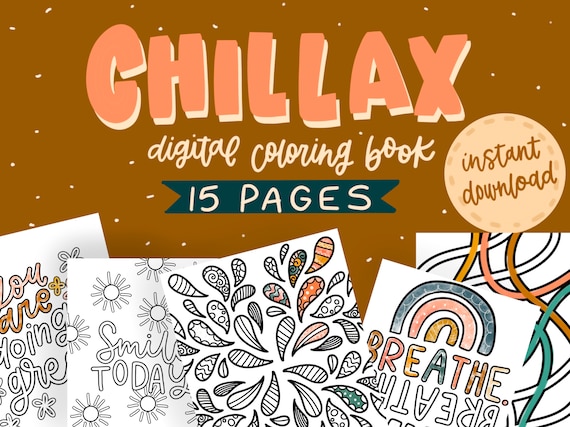 Chillax Digital Coloring Book/procreate/instant Download - Etsy