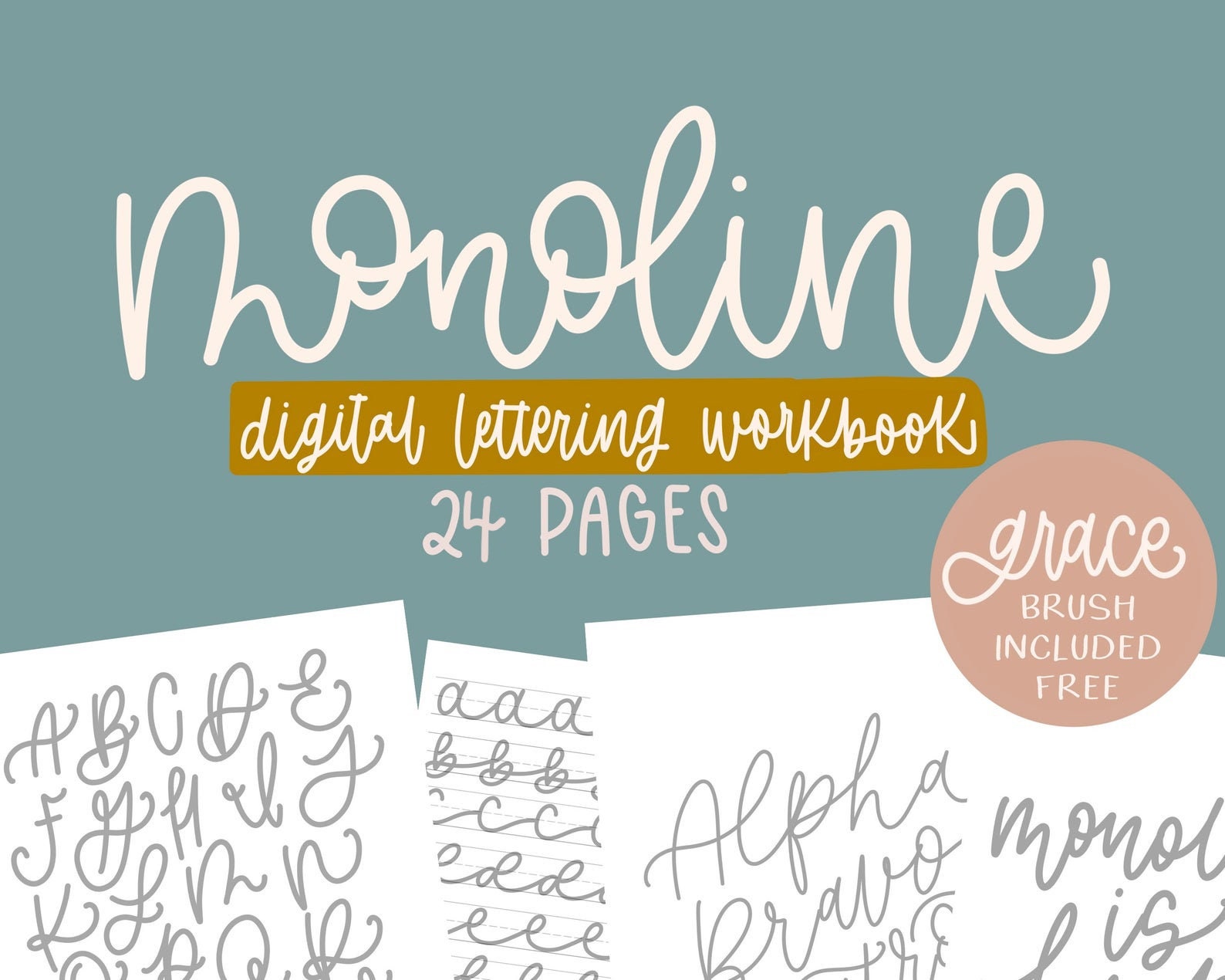 Monoline Procreate Workbook/digital Download/ipad Lettering | Etsy