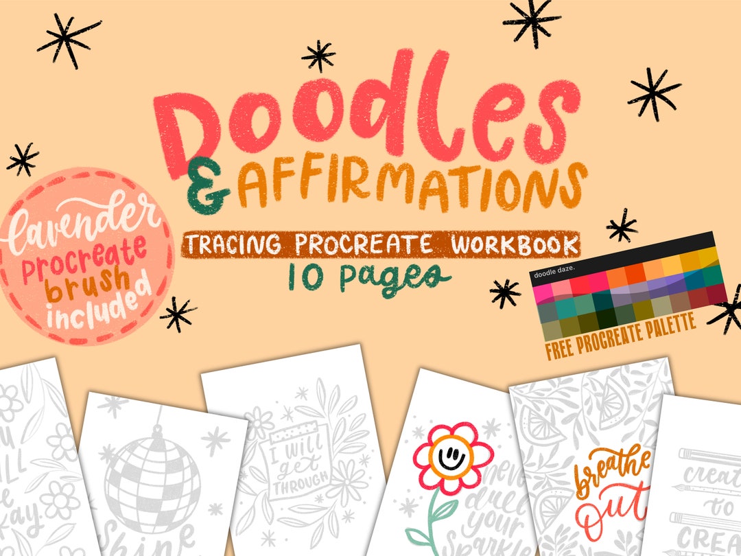 Doodles and Affirmations Tracing Procreate Workbook / Procreate ...