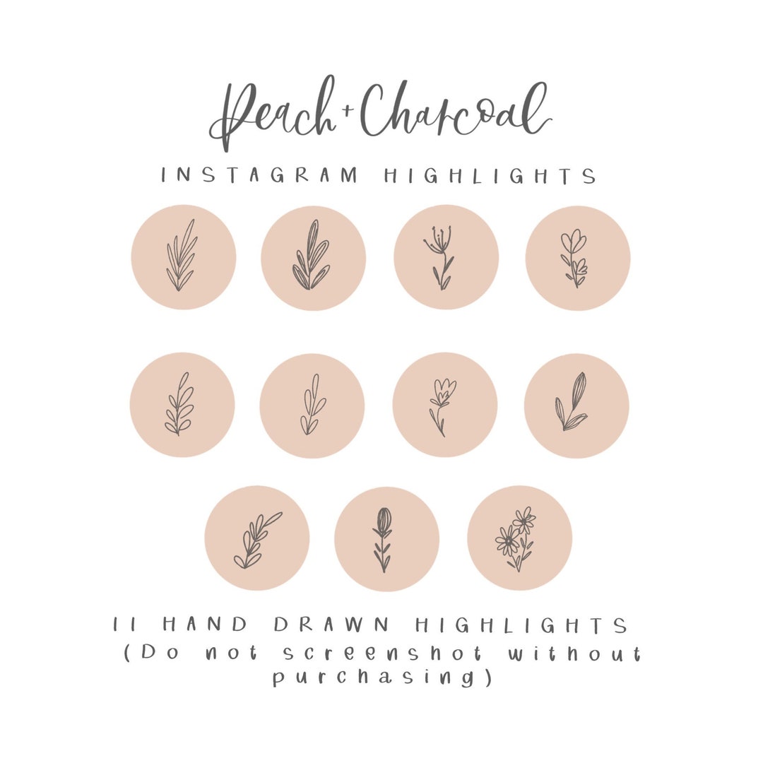 Peach and Charcoal Instagram Highlight Covers / Instagram / Instant ...