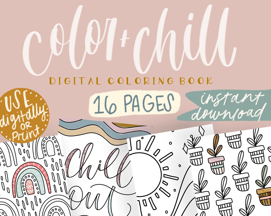 Color and Chill Coloring Book/digital/instant Download - Etsy