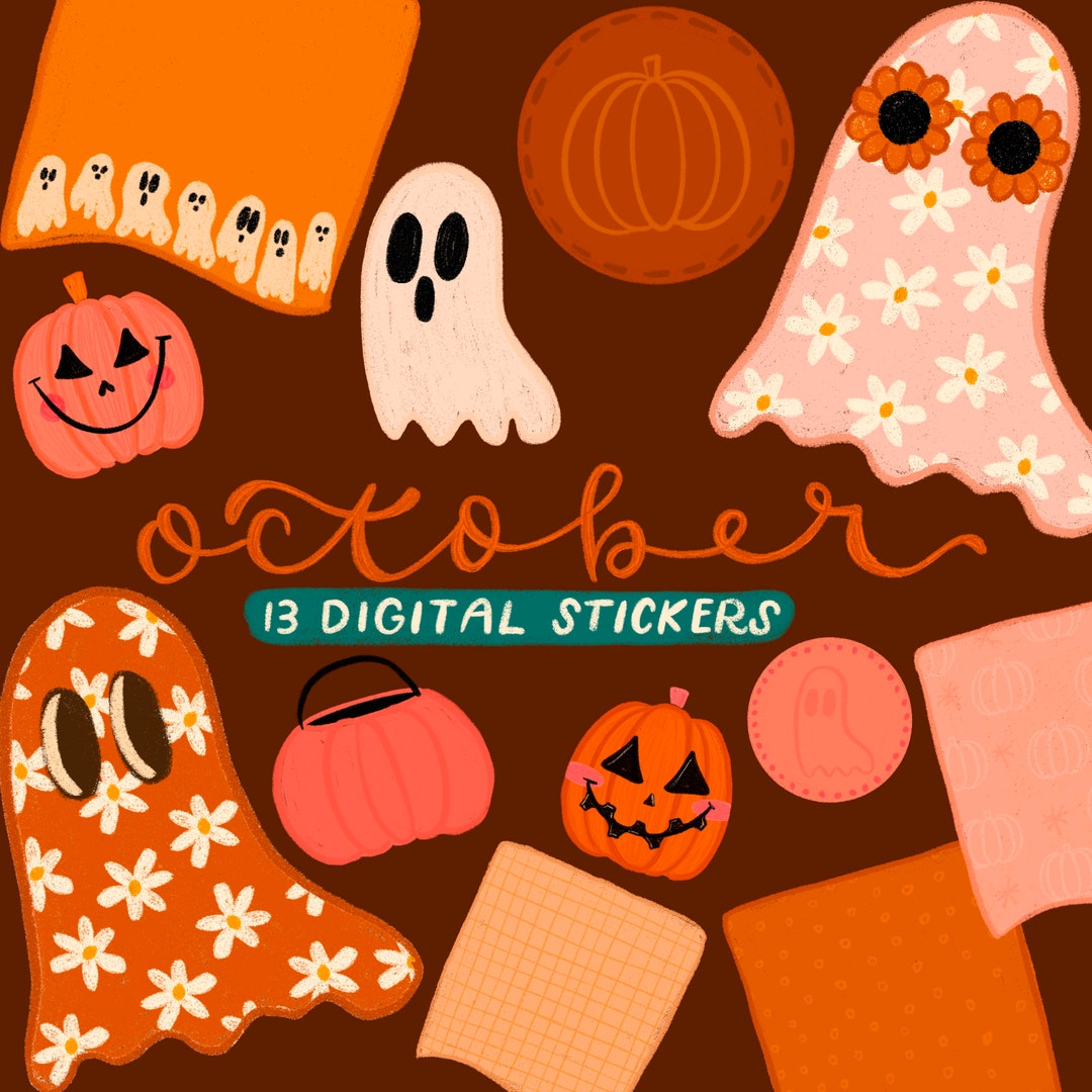 October Digital Stickers / Halloween Clipart / Fall Digital Planning ...
