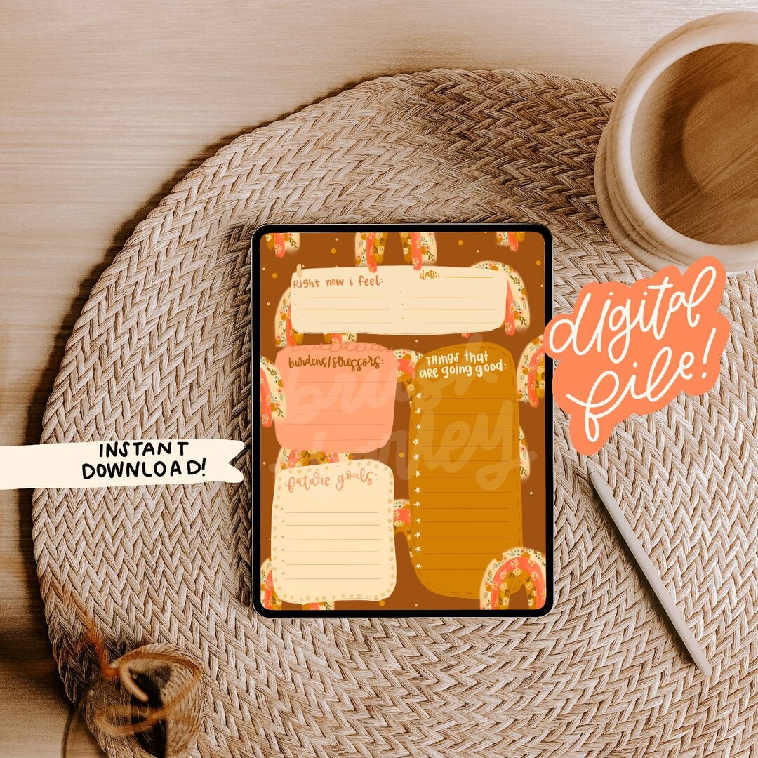 Rainbow Self Reflection Digital Note Page/instant Download/notepad - Etsy