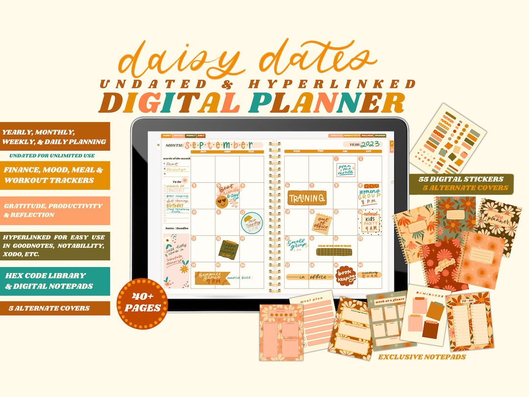 Daisy Dates Digital Planner / Undated Planner / Goodnotes Planner ...