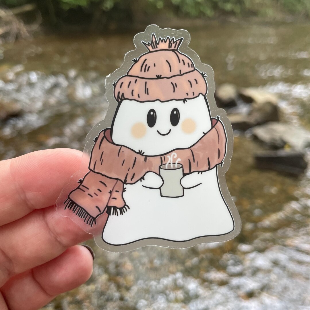 Fall Cozy Ghost Vinyl Sticker, Laptop Sticker - Etsy