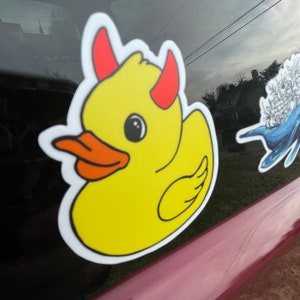 Devil Rubber Duck Sticker, White Matte Vinyl, Waterproof - Etsy