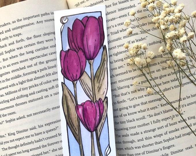 Tulip Bookmark | Glossy 2x6 Inches - Etsy