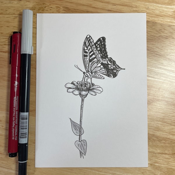 Butterfly Ink Drawing Original - Etsy