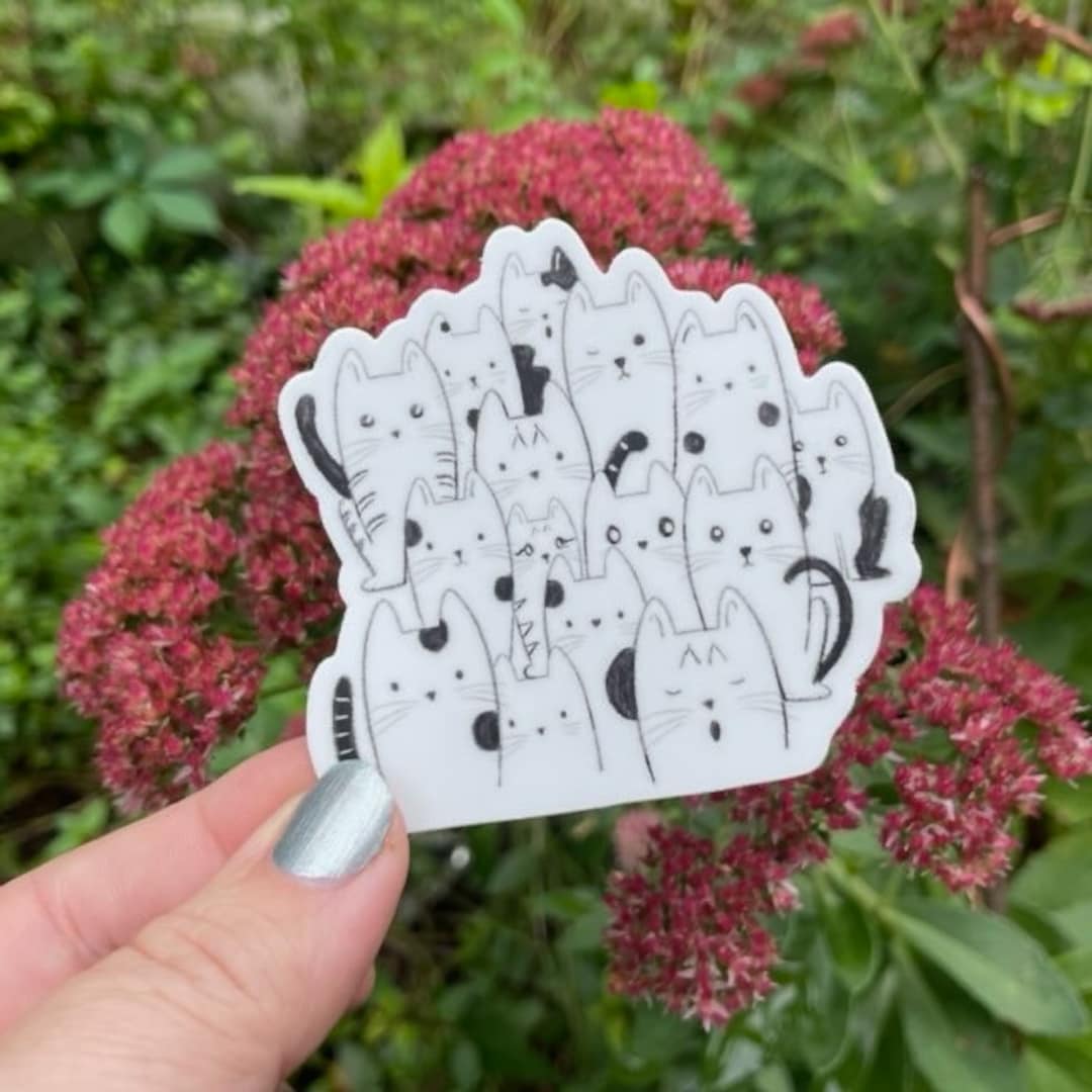 Cat Sticker, Black and White Cats, Vinyl Waterproof Sticker - Etsy