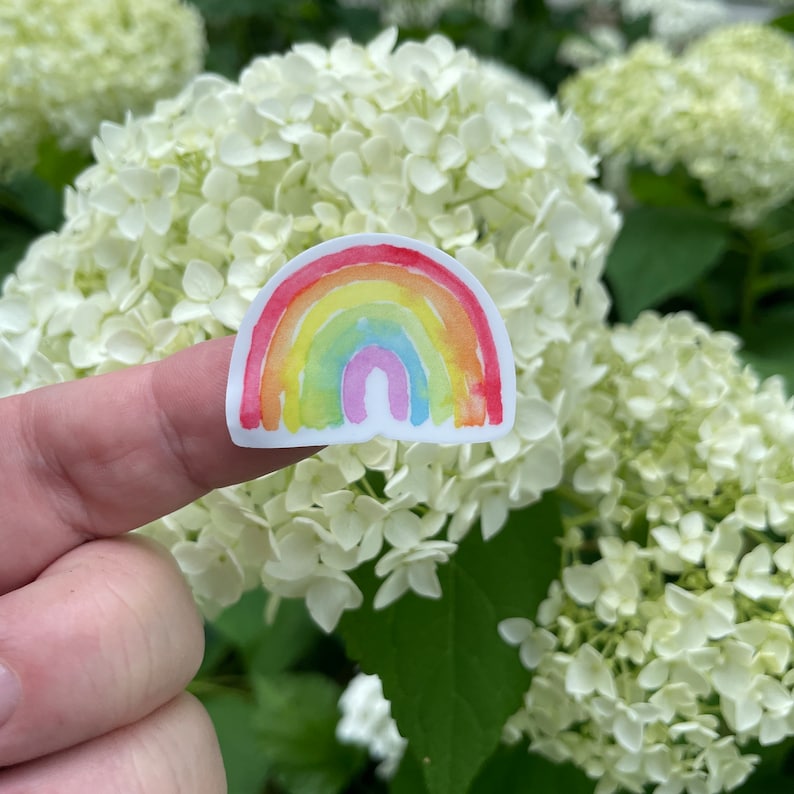 Watercolor Rainbow Sticker, Durable Vinyl Decal - Etsy