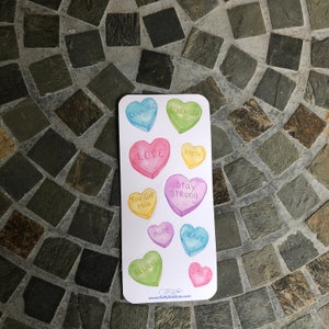 Conversation Heart Sticker Sheet, Valentines Stickers, Planner Stickers ...