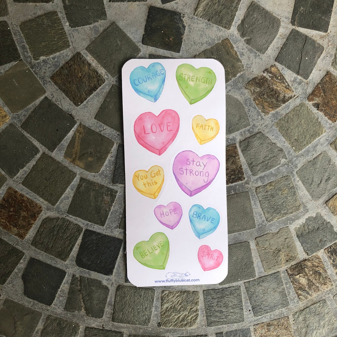 Conversation Heart Sticker Sheet, Valentines Stickers, Planner Stickers ...