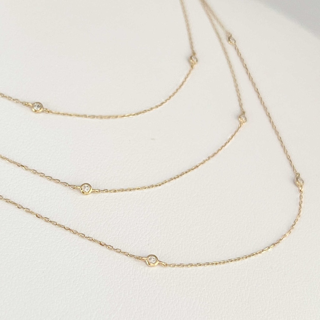 Diamond Station Necklace | Solid Gold Diamonds by the Yard Style ...