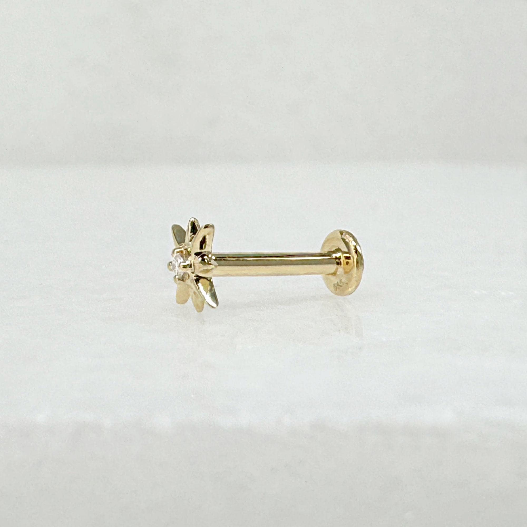 14k Gold Diamond North Star Earring: Helix, Tragus, Conch Piercing - Etsy