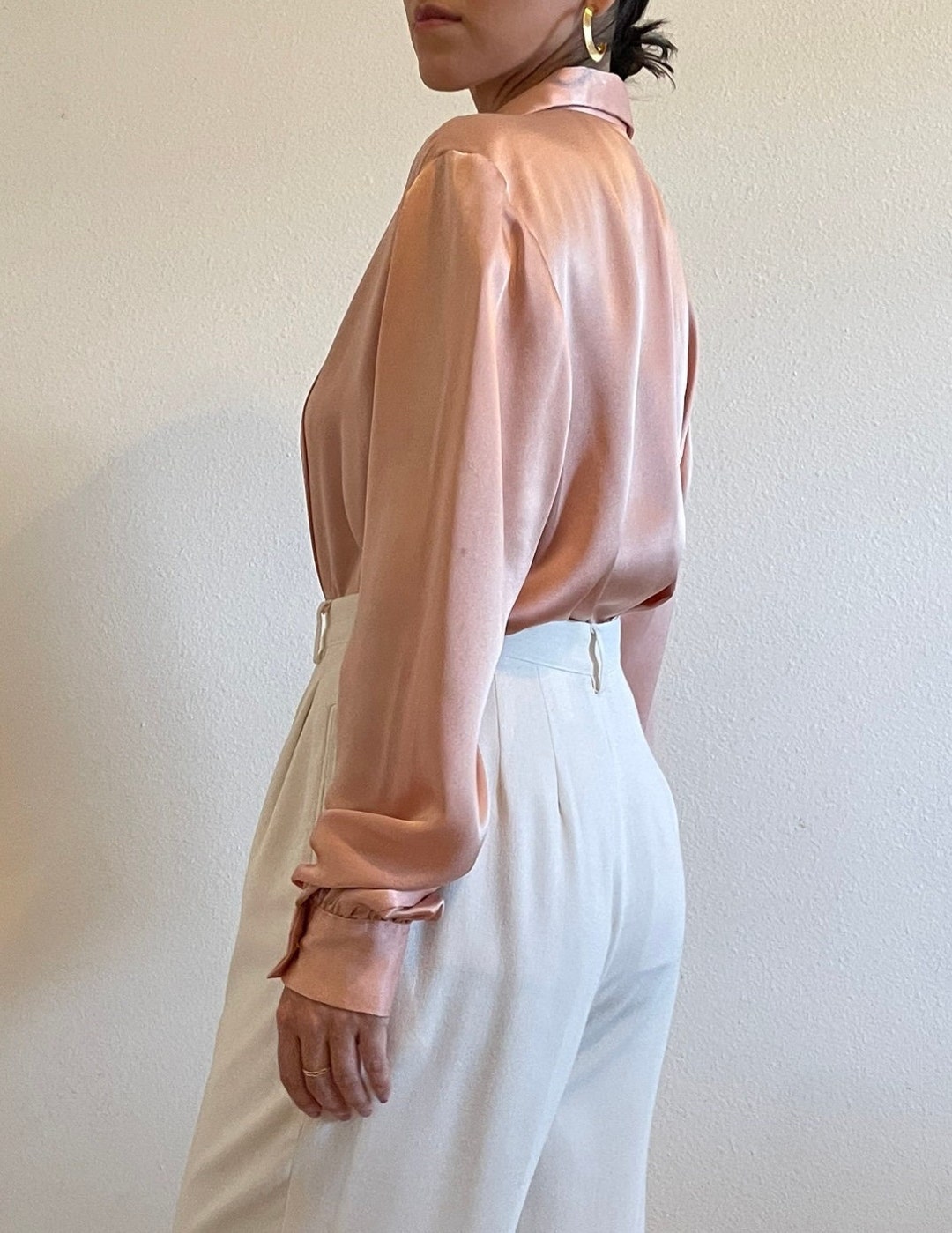Vintage Rose Soft Satin Polyester Blouse - Etsy UK