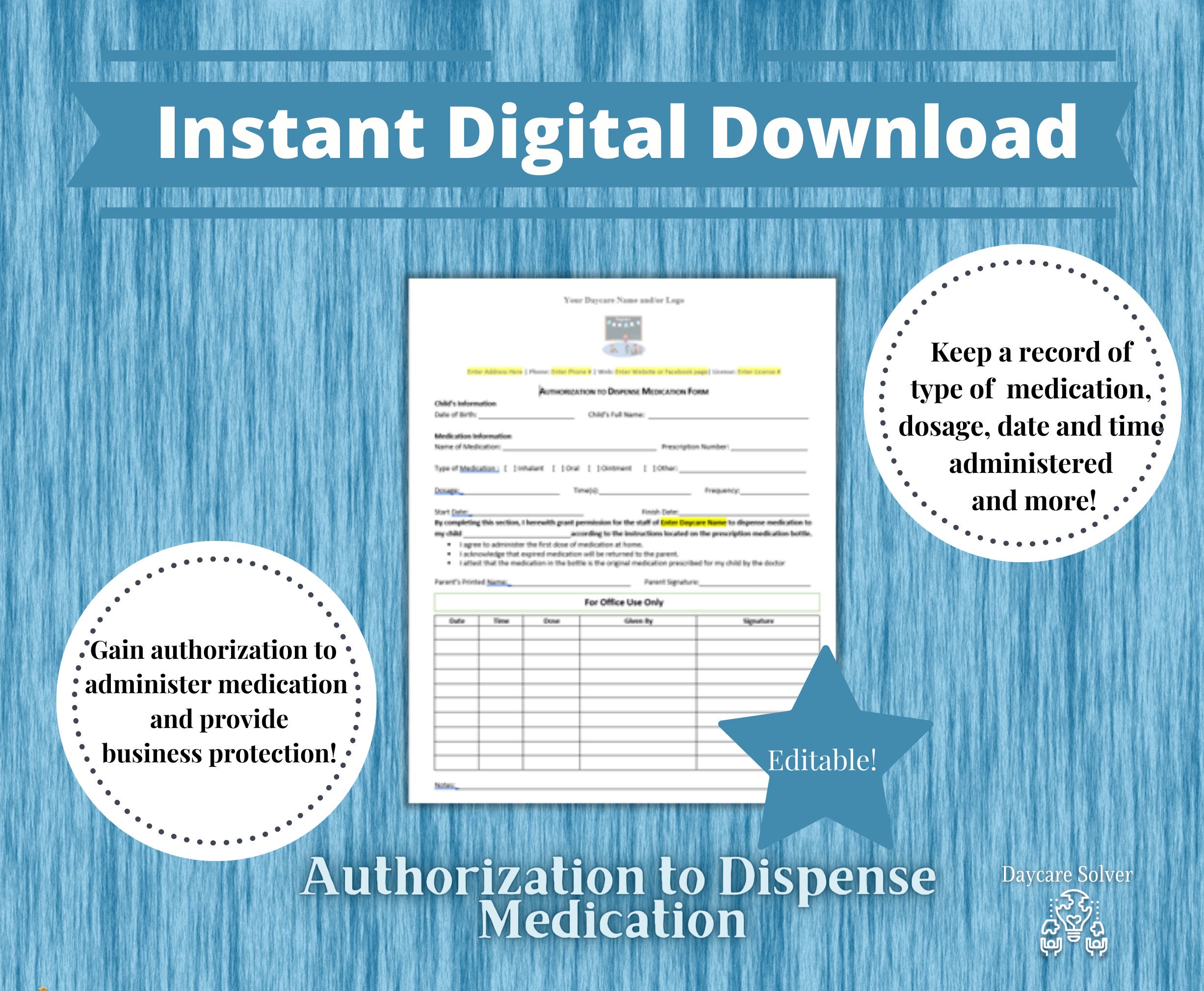 Authorization to Dispense Medication Medication Log Medication Tracker ...