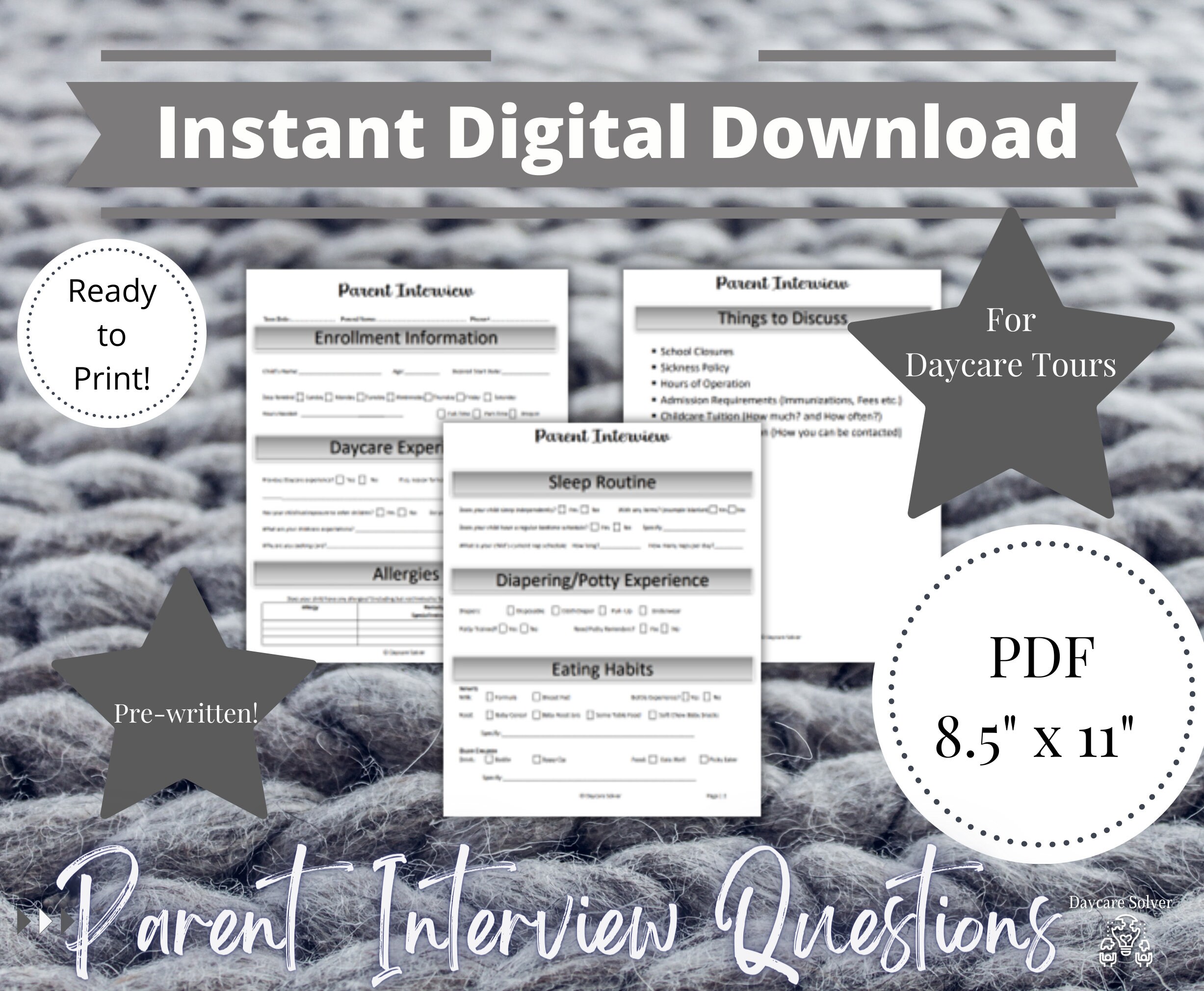 Parent Interview Questions for Use by Daycare Providers for Daycare ...