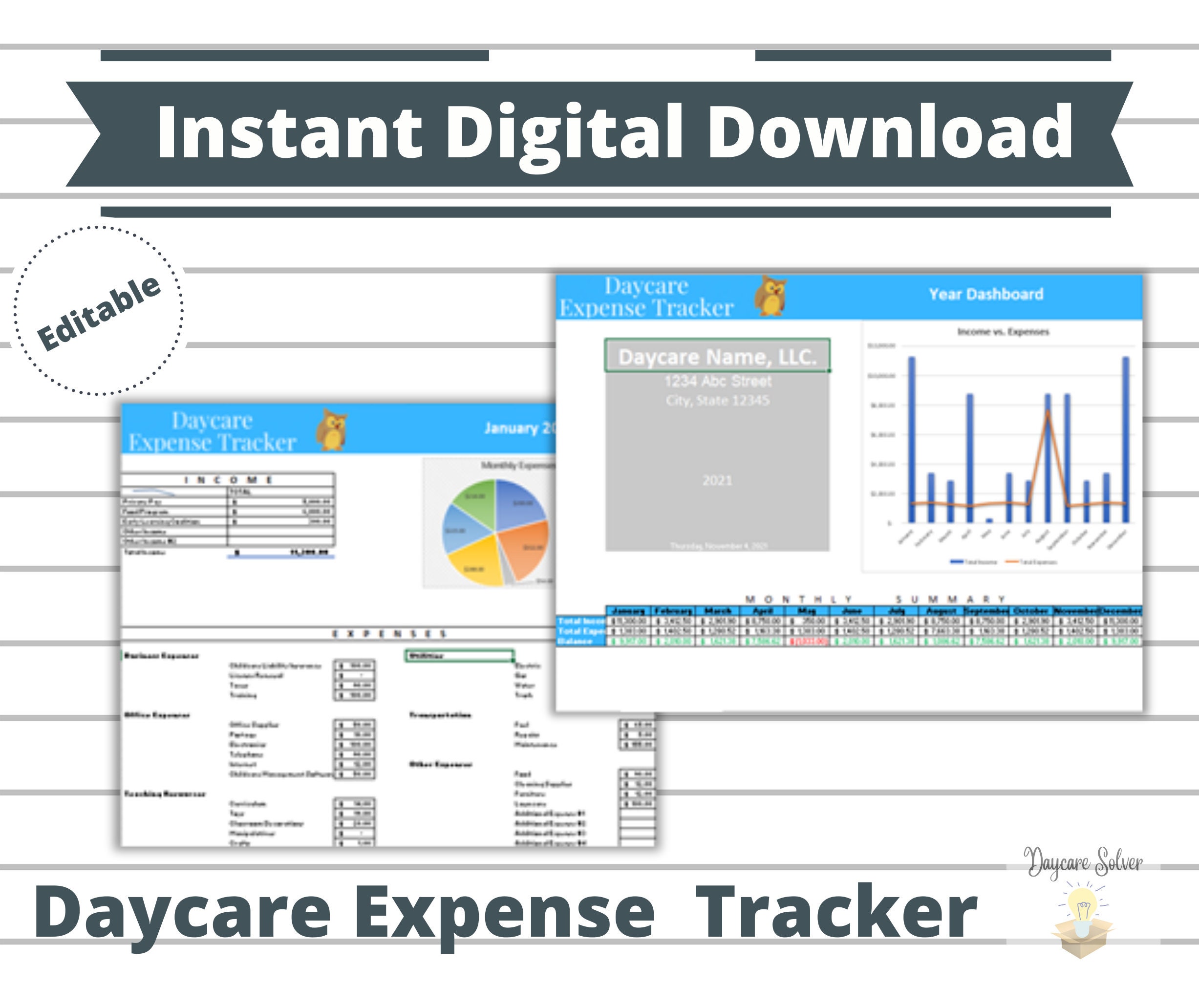 Daycare Expense Tracker, Budget Tracker Specifically Designed for ...