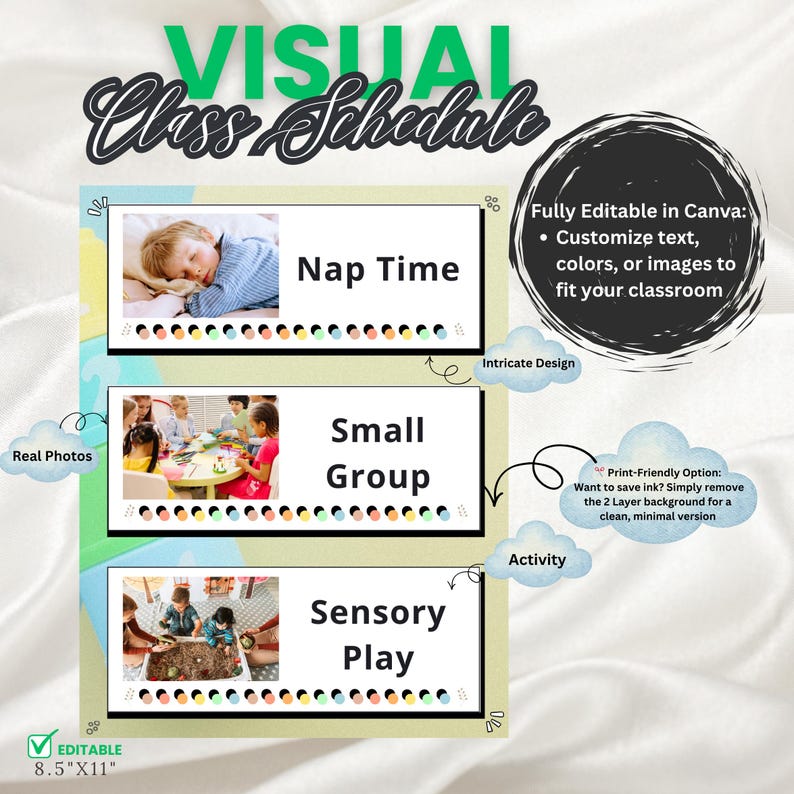 Visual Class Schedule for Early Learning Classrooms| Editable Canva ...