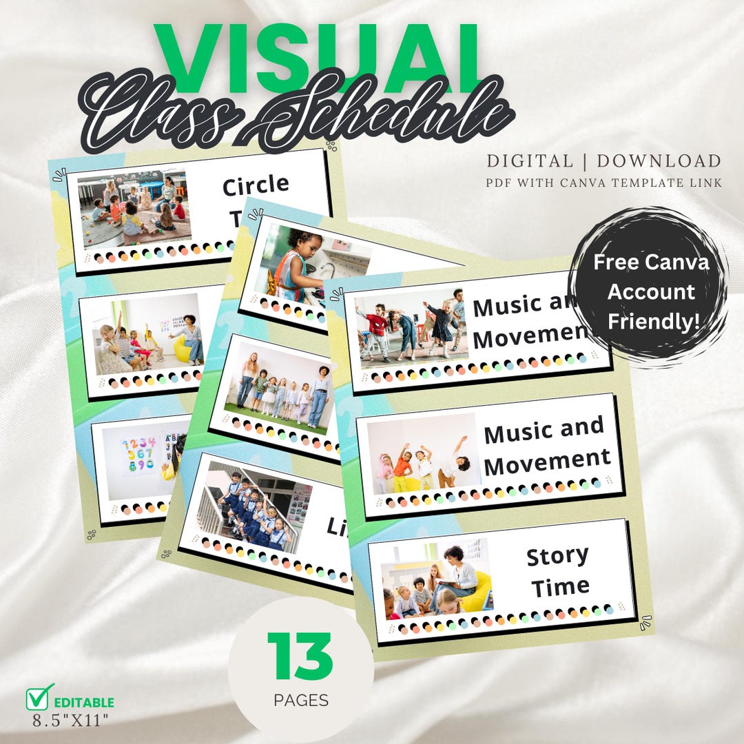 Visual Class Schedule for Early Learning Classrooms| Editable Canva ...