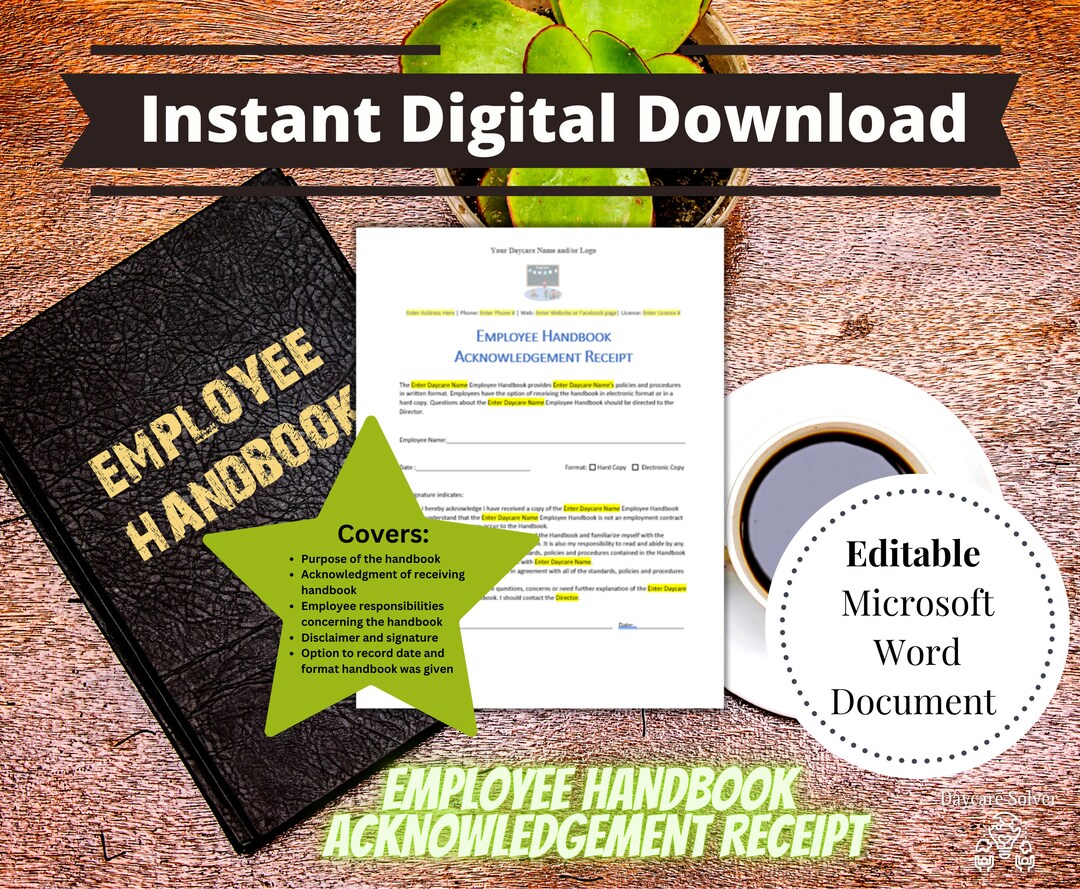 Recibo de acuse de recibo del manual del empleado / descarga digital ...