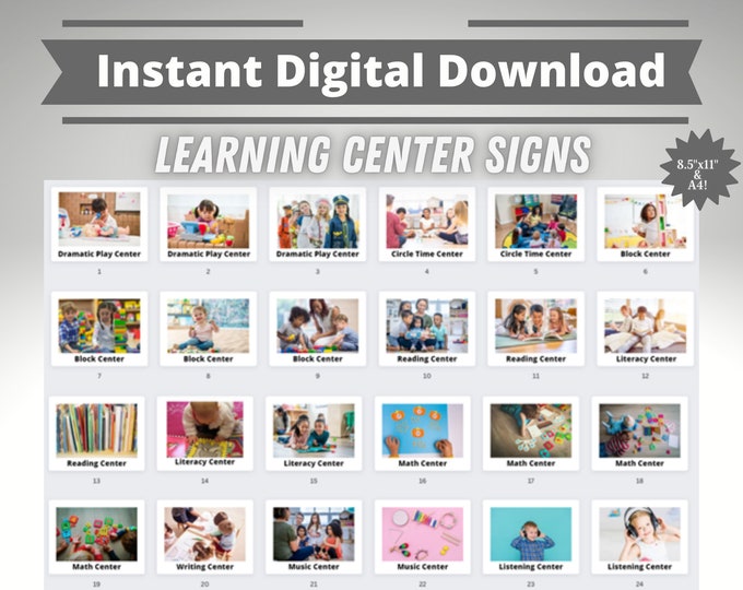 Rainbow Crayon Preschool Center Signs Set of 15 Printable Classroom ...