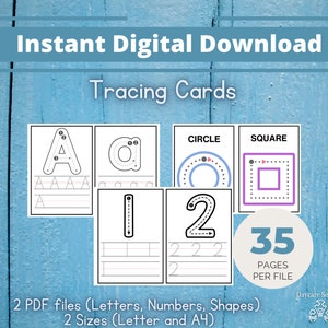 Letter, Number, Shape Tracing Practice for Kids Recognition Fine Motor ...