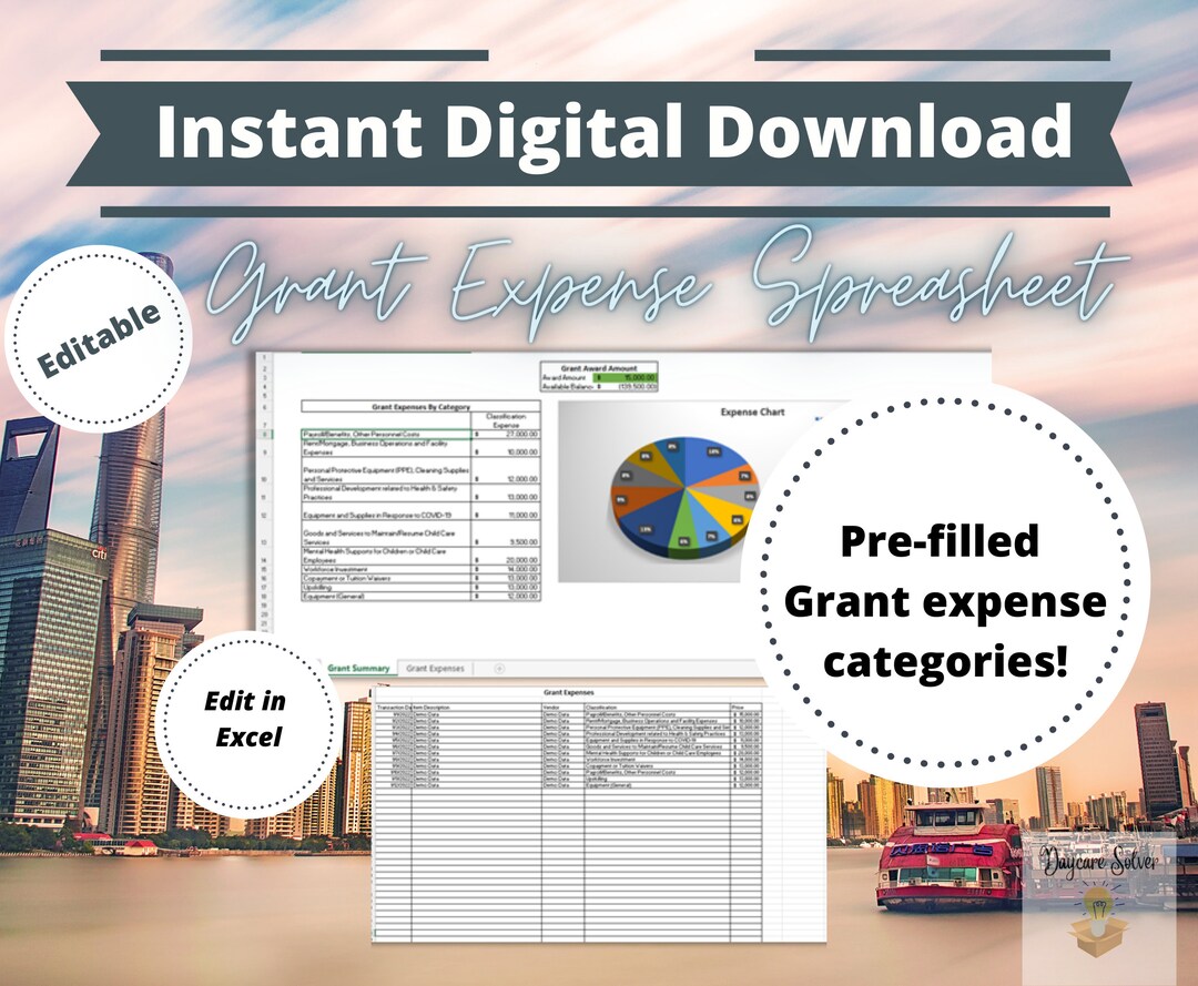 Grant Expense Spreadsheet/workbook Great for All Grants Especailly ...