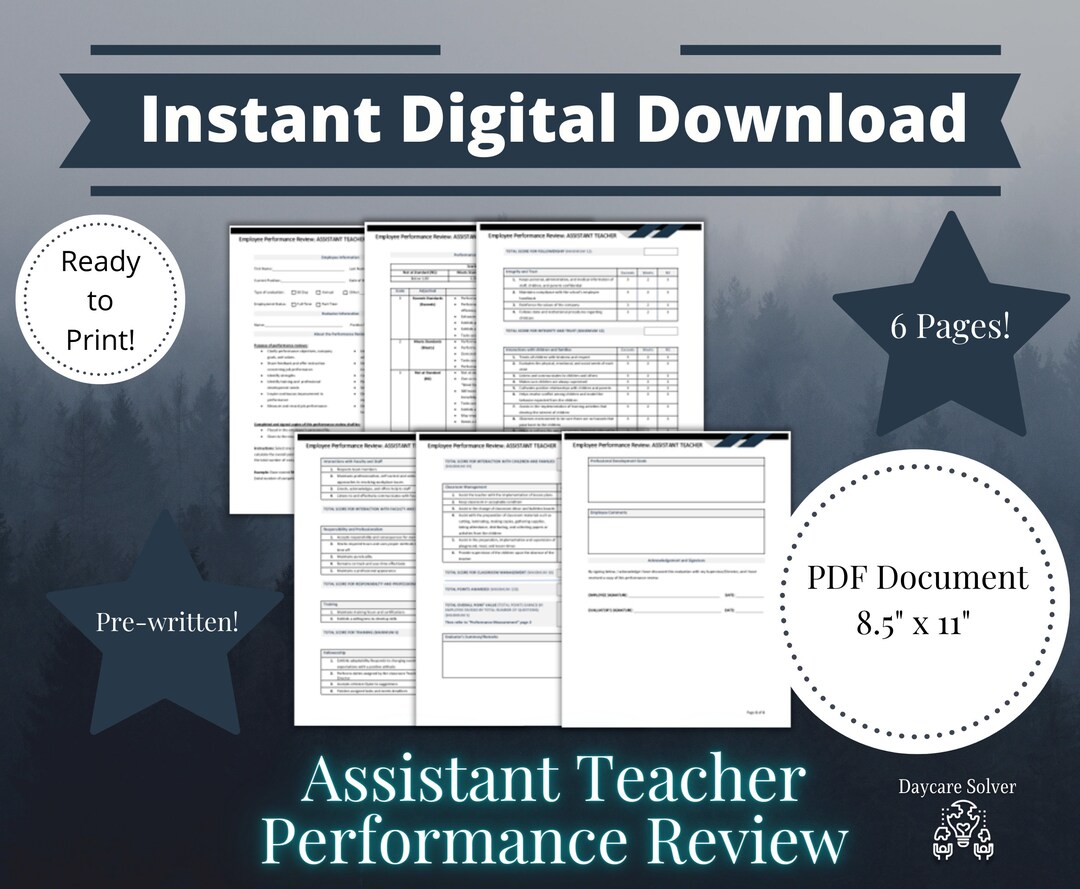 Assistant Teacher Performance Review Employee Performance Review ...